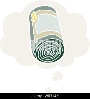 cartoon roll of money with thought bubble as a printed sticker Stock ...