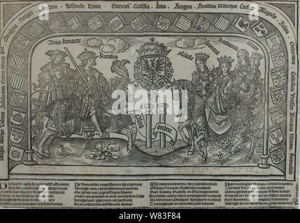 De zes kinderen van Filips de Schone en Johanna van Castilië Houtsnede ...