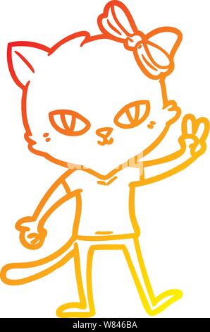 cute cartoon cat girl giving peace sign Stock Vector Image & Art - Alamy