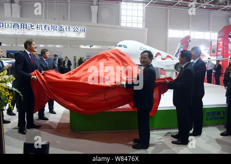 Jin Zhuanglong, fourth right, Chairman of COMAC (Commercial Aircraft ...