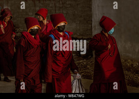 Nuns attend an assembly at the Yarchen Gar Monastery, known as the ...