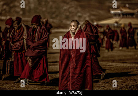 Nuns attend an assembly at the Yarchen Gar Monastery, known as the ...