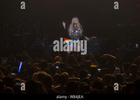 American singer Kesha Rose Sebert performs at her concert in Shanghai ...