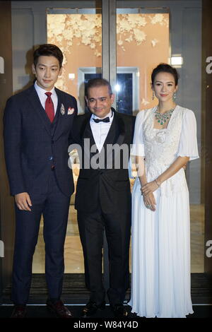 (From left) Chinese actress Ji Zihan, actor Tong Dawei and actress ...