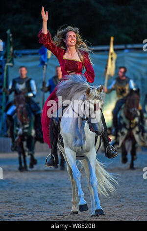 A performer during the opening night of Dragon Slayer at Warwick Castle ...