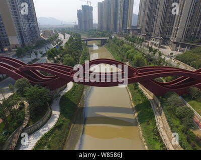 Aerial view of the Lucky Knot Bridge, a curvaceous walkway dubbed "the ...