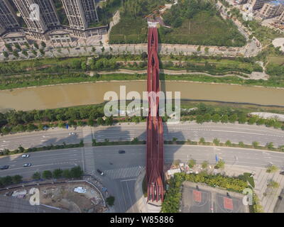 Aerial view of the Lucky Knot Bridge, a curvaceous walkway dubbed "the ...