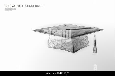 E-learning distance graduate certificate program concept. Low poly 3D ...