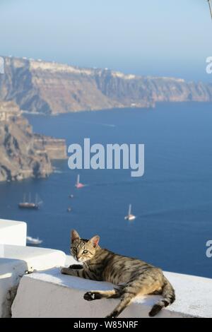 Amazing view from Santorini Island with the caldera of volcano and ...