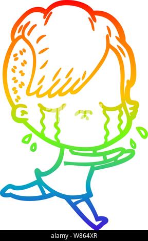 cartoon crying girl running away Stock Vector Image & Art - Alamy