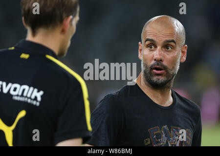 Pep Guardiola, head coach of Manchester City, during the Manchester ...