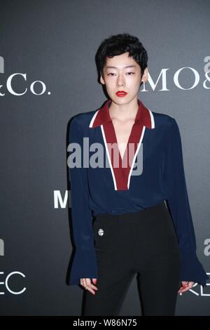 Japanese super model Sayo Akasaka poses at a fashion show of "MO&Co in ...