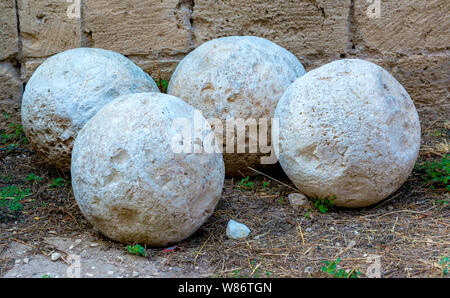 Stone balls used as artillery in ancient war ships Stock Photo - Alamy