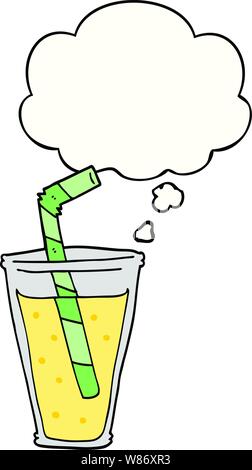 cartoon fizzy drink with thought bubble as a distressed worn sticker ...