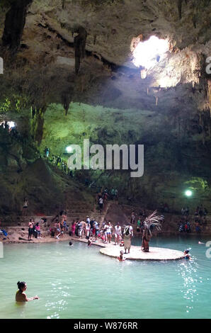 Cenote is a natural sinkhole, resulting from the collapse of limestone ...