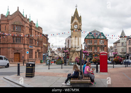 Market Square and clock tower, Penrith, Cumbria, England UK Stock Photo ...