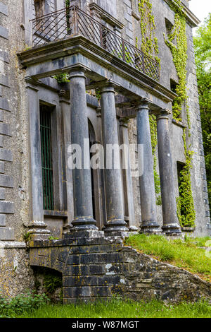 Ruins of Moore Hall or Moorehall in the village Carnacon in County Mayo ...