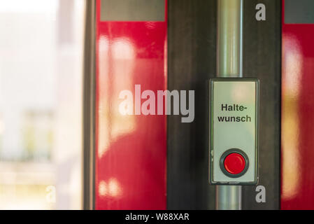 Push button tram request stop system at Hirschberg request tram stop on ...