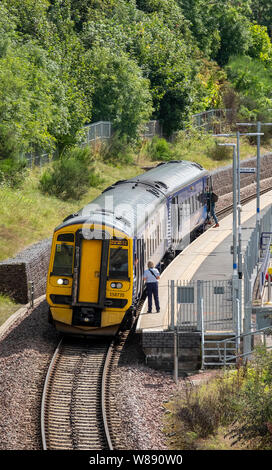 Scotrail passenger train at Gorebridge Station, Midlothian, Scotland ...