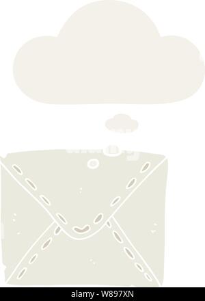 cartoon letter with thought bubble in grunge distressed retro textured ...