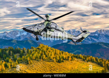 Bundeswehr Tiger helicopter in flight, Franco-German combat helicopter ...