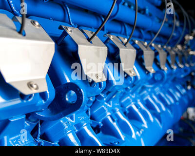 Engine of CHP unit. Diesel and gas industrial electric generator ...