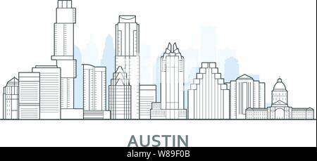 Austin Texas city skyline silhouette. Vector illustration Stock Vector ...