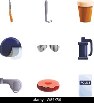 Set of police elements equipment icons. Protect and Serve label. Vector ...