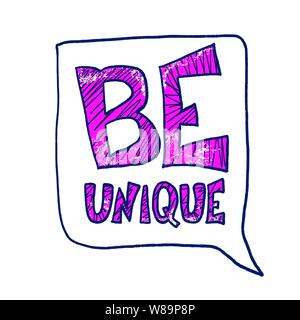 Be unique poster template in doodle style. Hand drawn motivational ...