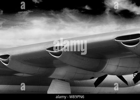 Three pusher-engine air intakes on the wing's leading edge of a Convair ...