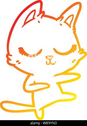 warm gradient line drawing of a calm cartoon cat Stock Vector Image ...