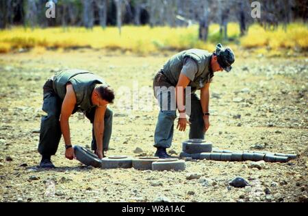 Marine Barracks Minefield Maintenance personnel unload deactivated anti ...