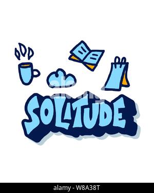 Solitude hand drawn lettering isolated on white background. Vector ...