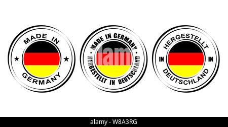 Made in Germany - Guarantee label with the German flag inside round ...