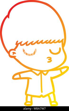warm gradient line drawing of a calm cartoon cat considering Stock ...