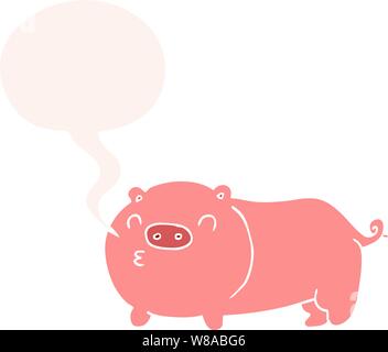 cartoon pig with speech bubble in smooth gradient style Stock Vector ...