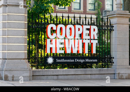 Cooper Hewitt Smithsonian Design Museum exterior and logo sign on 5th ...
