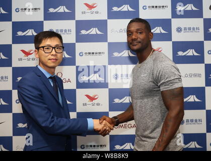 American sprinter Justin Alexander Gatlin arrives for a press ...