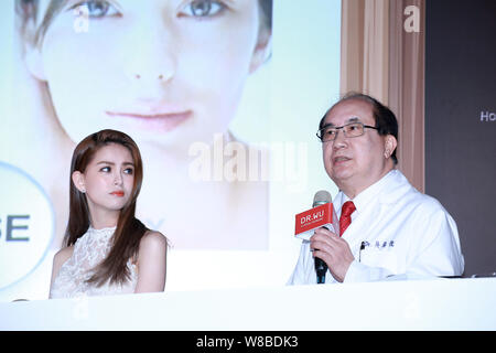 Taiwanese actress Hannah Quinlivan, left, the wife of Taiwanese singer ...