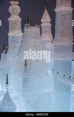The glass-made Disney castle by Miguel Arribas is on display at the ...