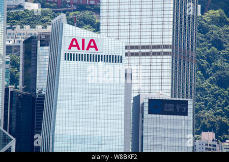 --FILE--A logo of AIA is seen on a building in Hong Kong, China, 17 ...