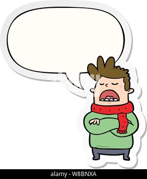 cartoon obnoxious man in winter clothes with speech bubble Stock Vector ...