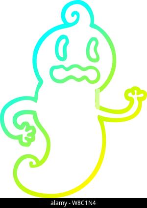 cold gradient line drawing of a spooky cartoon ghost Stock Vector Image ...