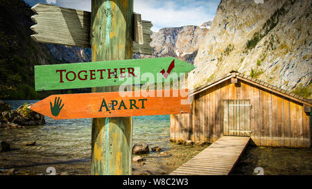 Street Sign the Direction Way to Together versus Apart Stock Photo - Alamy