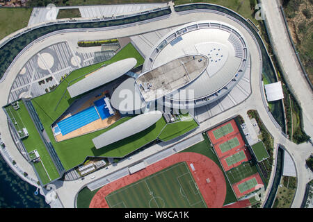 Aerial view of the Star Trek spaceship-shaped headquarters building of ...