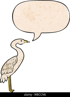 cartoon stork with speech bubble in retro style Stock Vector Image ...