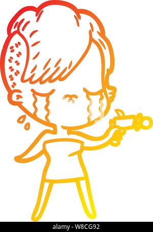 cartoon crying girl pointing ray gun Stock Vector Image & Art - Alamy