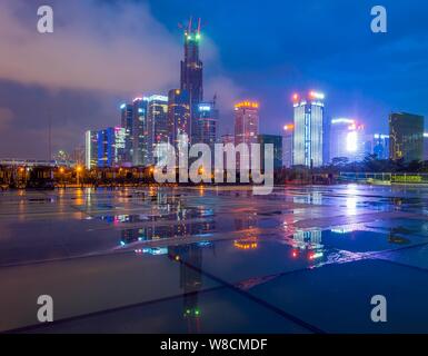 Night view of the Ping An International Finance Center (IFC) Tower ...