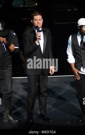 Michael Buble, Canadian singer, performs prior to the FIFA World Cup ...