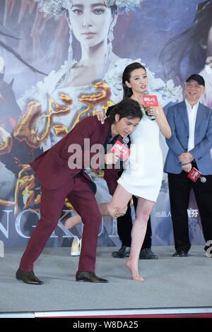 Chinese actor Chen Kun, left, and Taiwanese actor Winston Chao, right ...